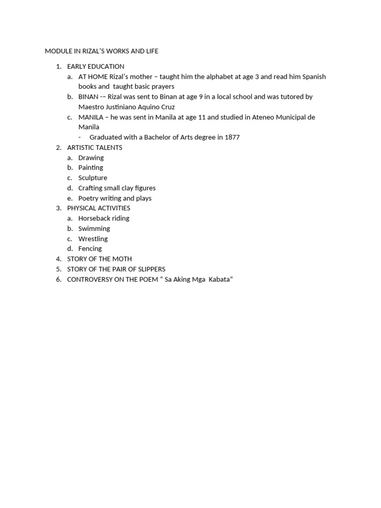 Module Rizal Early Childhood | PDF