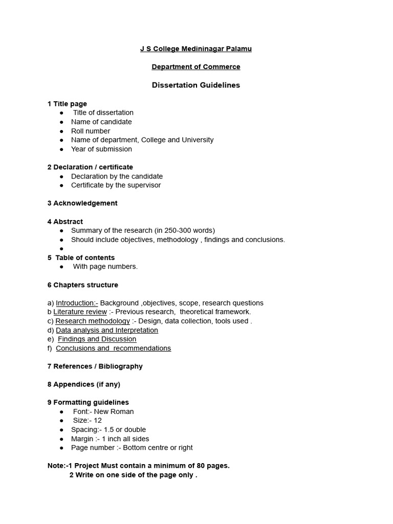Dissertation Guidelines | PDF