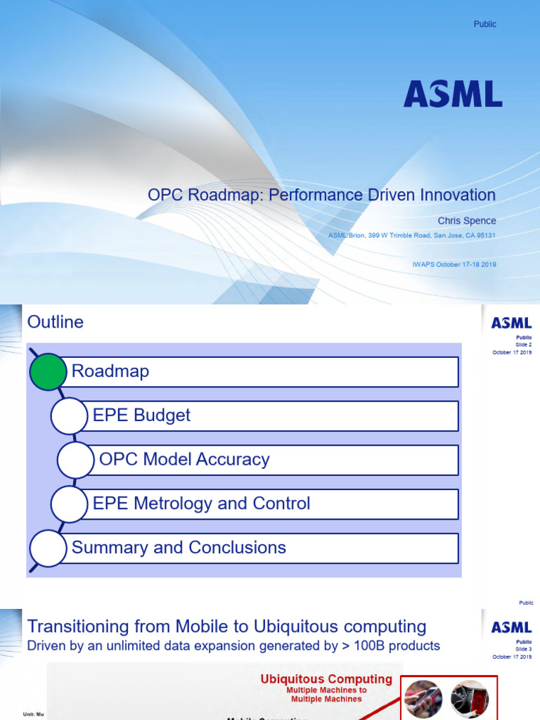 Eetop - CN ASML 2019 OPC Roadmap Performance Driven Innovation | PDF
