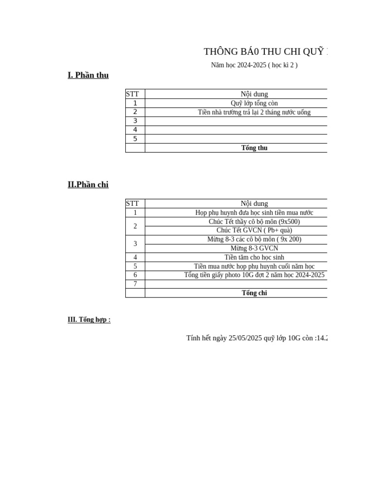 Thu Chi Qu L P | PDF