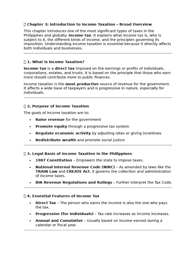 Chapter 3 (Introduction To Income Taxation) | PDF | Income Tax | Taxes