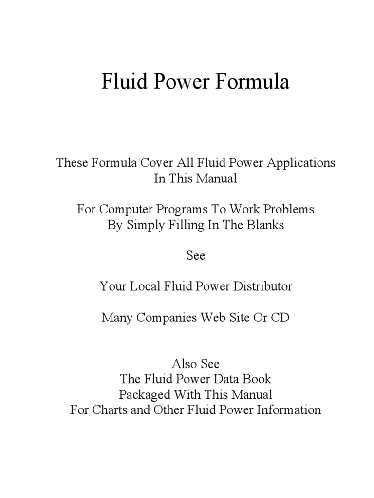 Fluid Power Formula | PDF