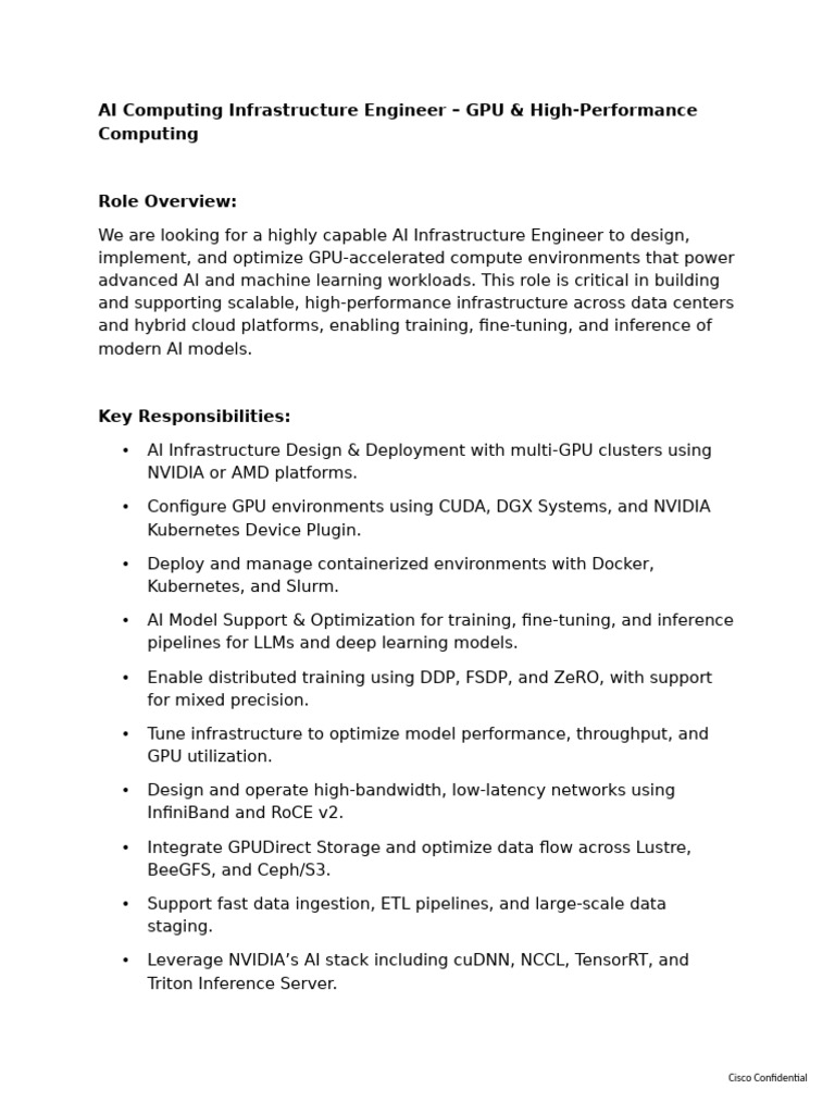 AI Computing Infrastructure Engineer GPU and High Performance Computing | PDF | Graphics ...