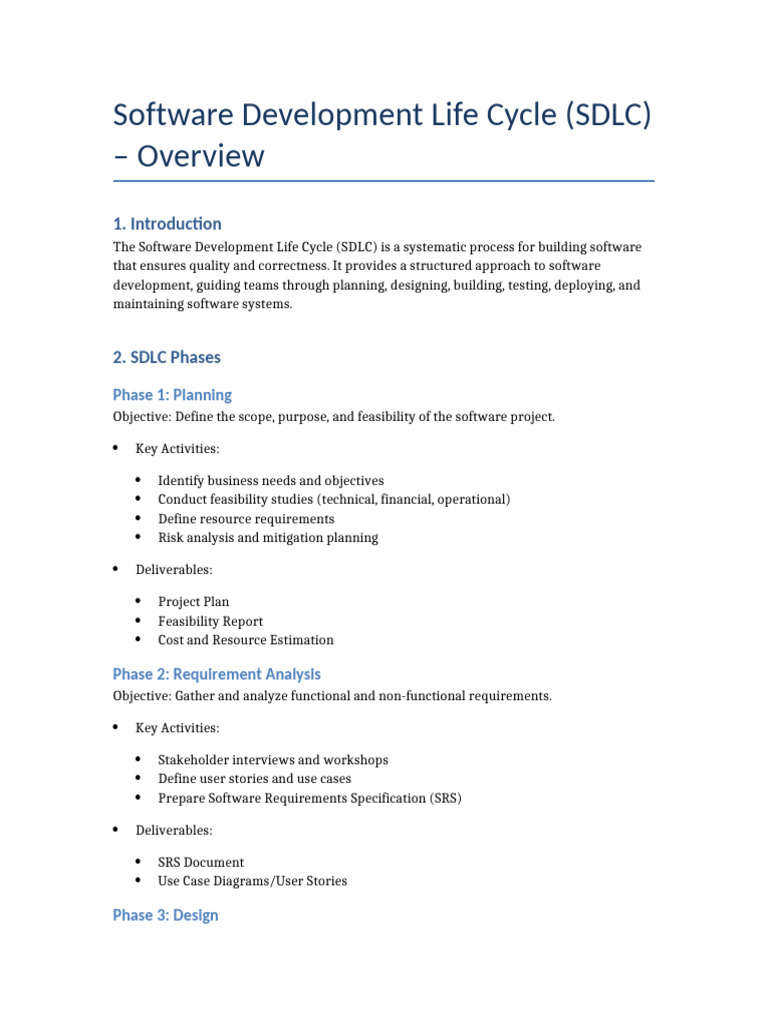 Software Development Life Cycle SDLC | PDF | Software Development Process | Engineering