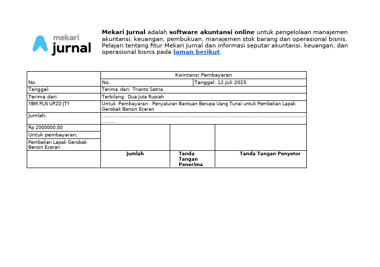 Template Kwitansi Pembayaran Kosong | PDF