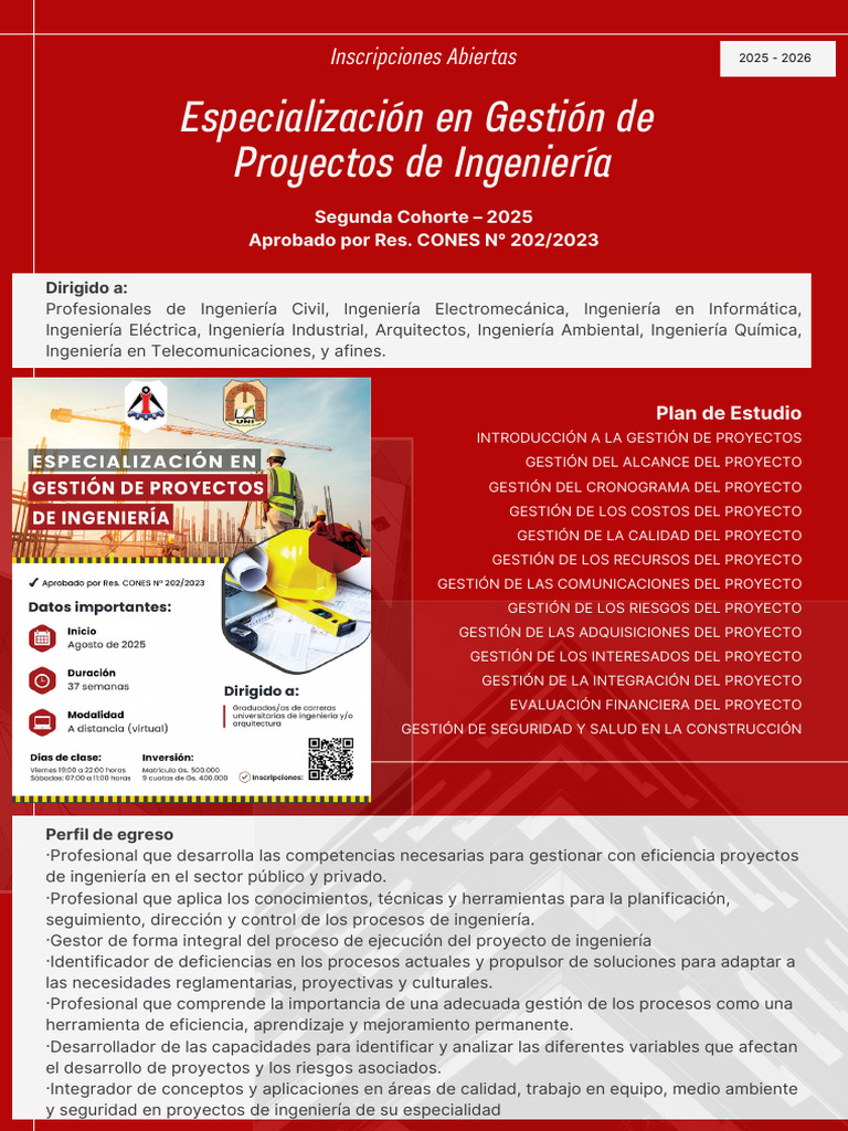 Especialización EGPI 2025-2026 | PDF | Ingeniería | Gestión de proyectos
