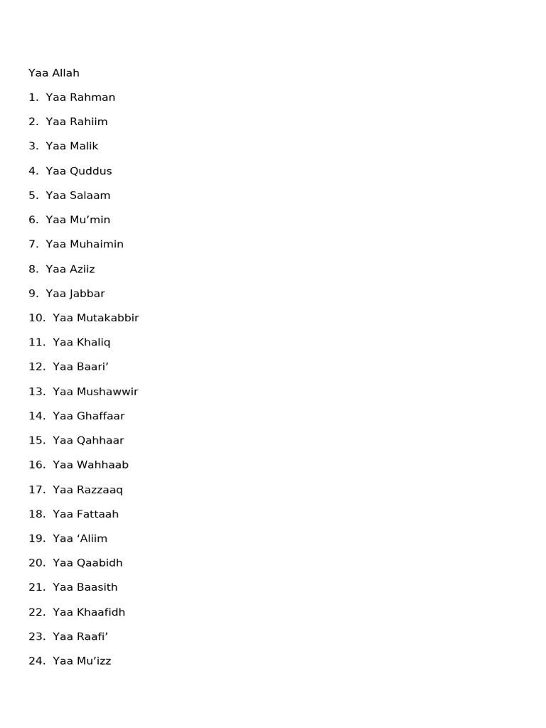 Asmaul Husna 99 Names | PDF