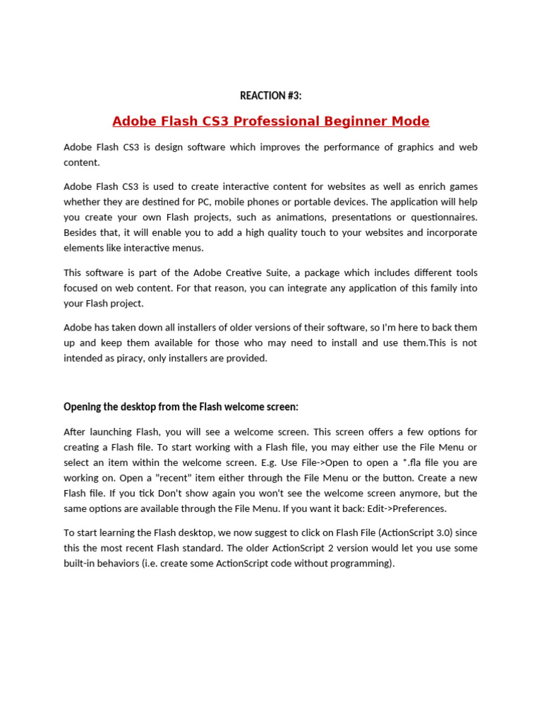 Adobe Flash CS3 Professional Beginner Mo | PDF