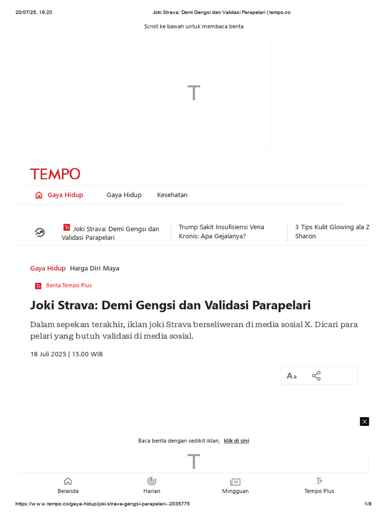 Joki Strava - Demi Gengsi Dan Validasi Parapelari | PDF