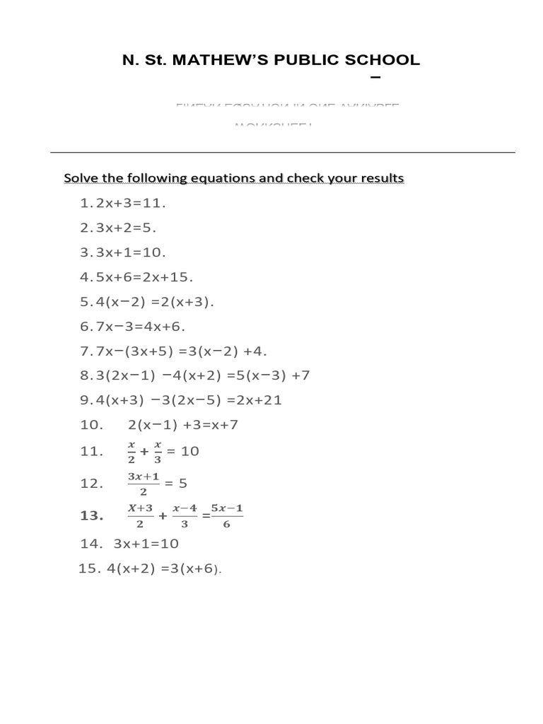 Linear Equation in One Variable | PDF