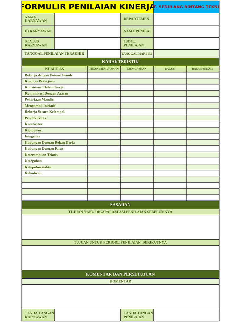 Formulir Evaluasi Karyawan HL | PDF