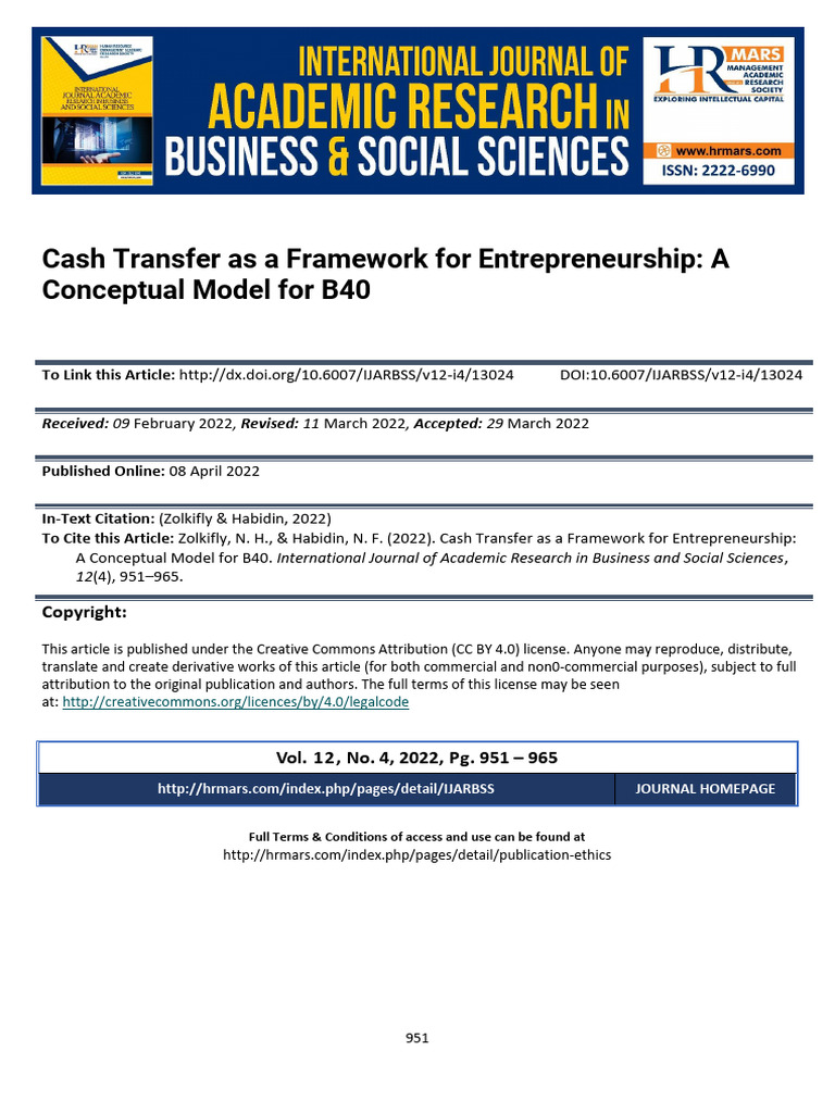 Cash Transfer As A Framework For Entrepreneurship A Conceptual Model ...
