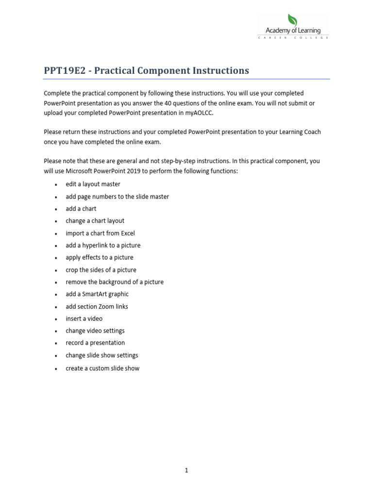 Powerpoint Practical Test Instructions Pdf Microsoft Power Point