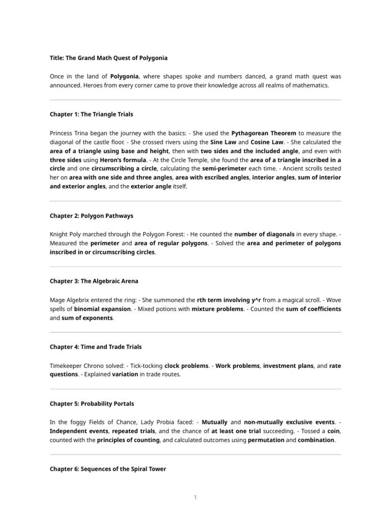 Geometry Mnemonic Story | PDF | Area | Triangle