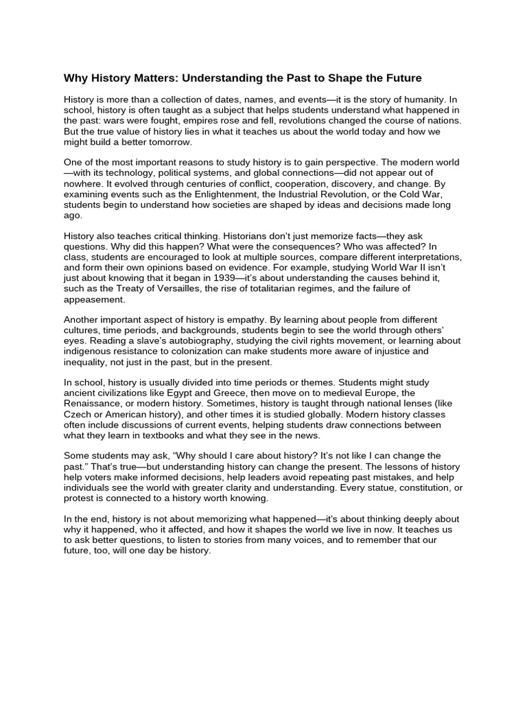 History's Role in Shaping the Future | PDF | Critical Thinking ...