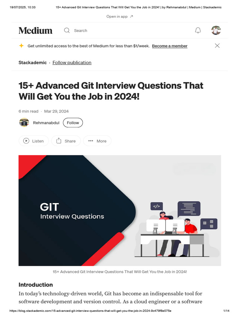 15+ Advanced Git Interview Questions That Will Get You The Job in 2024! - by Rehmanabdul ...