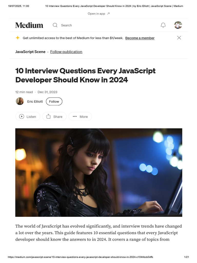 10 Interview Questions Every JavaScript Developer Should Know in 2024 - by Eric Elliott ...
