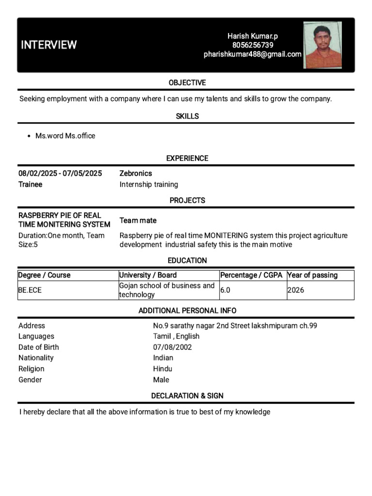 Harish Kumar.p | PDF