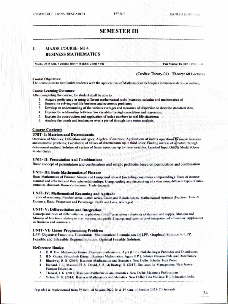 Business Mathematics and Income Tax Course | PDF | Matrix (Mathematics ...