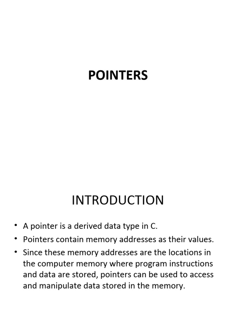 C Programming Unit-5 Pointers | PDF