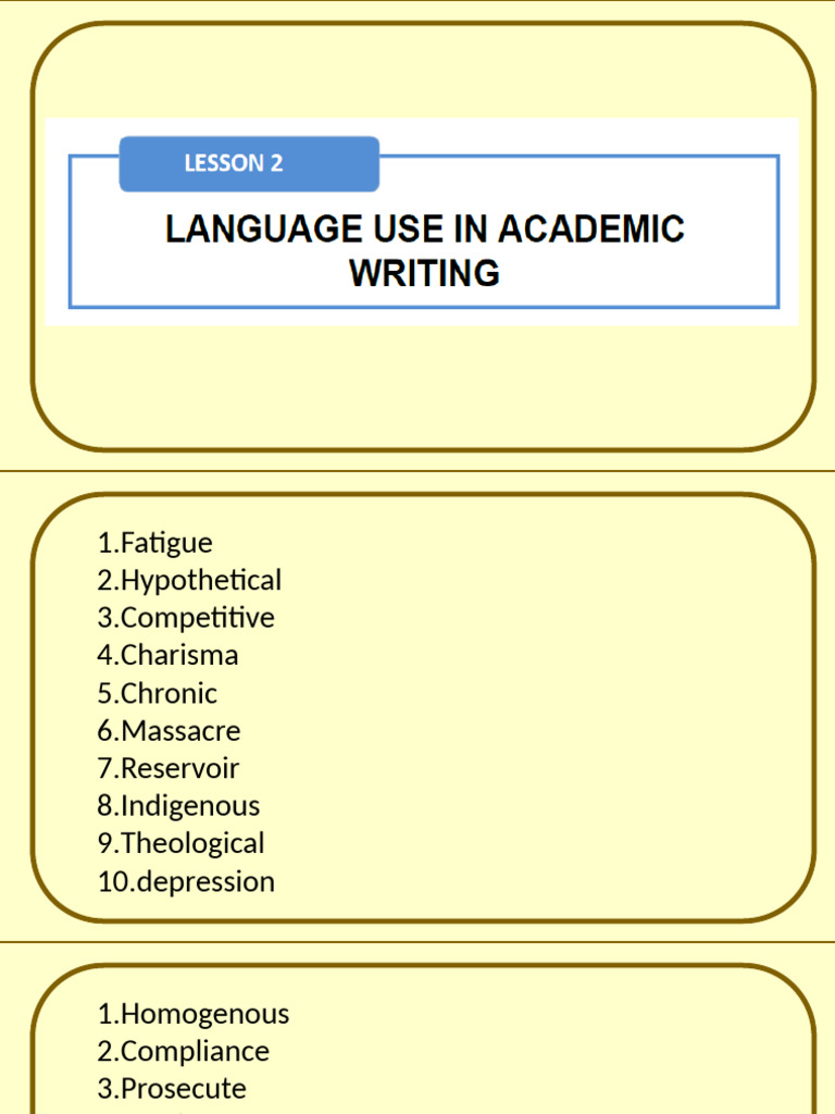 Academic Language Lesson 2 | PDF | Linguistics | Language Mechanics