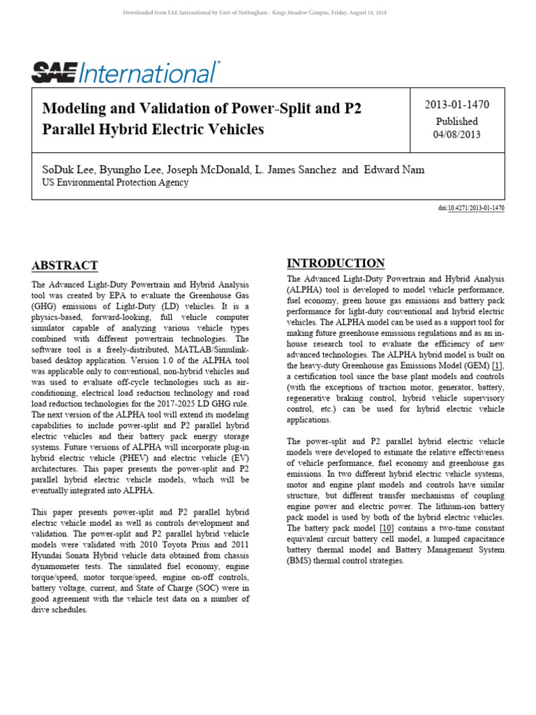 Power-Split and P2 Hybrid Modeling | PDF | Hybrid Vehicle | Hybrid ...