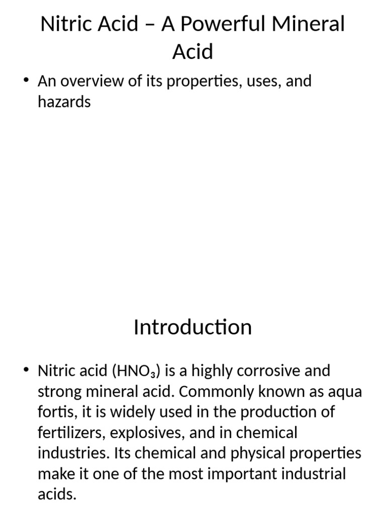 Properties and Uses of Nitric Acid | PDF