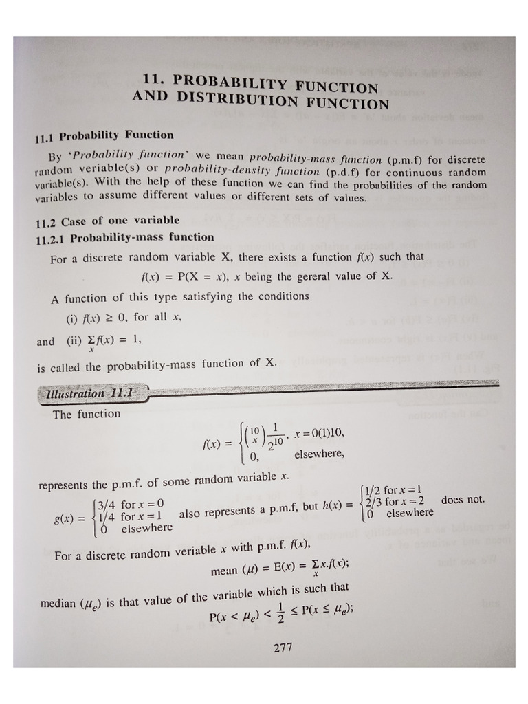 Probability Function and Distribution Function G&B | PDF