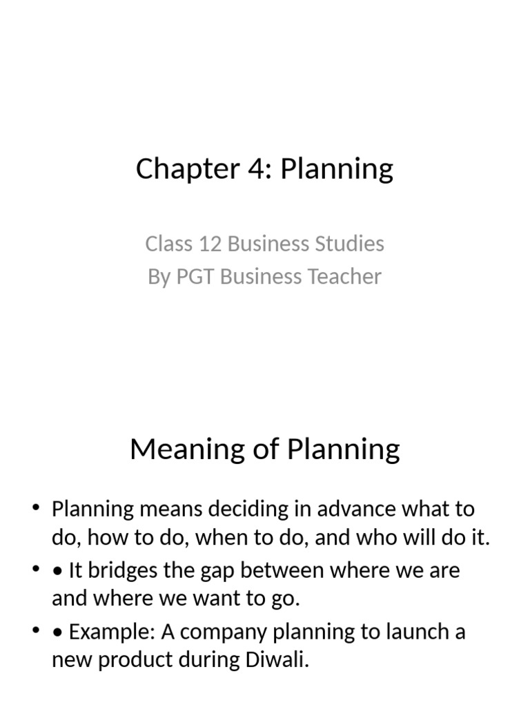 Planning in Business: Class 12 Overview | PDF