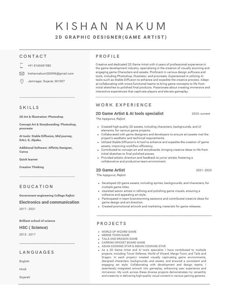 Kishan Nakum 2d Game Artist | PDF | 2 D Computer Graphics | Adobe Photoshop