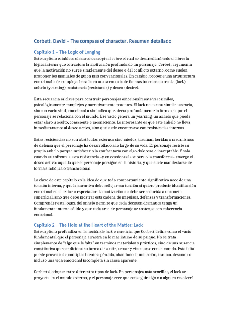 Corbett, David - The Compass of Character. Resumen Detallado | PDF ...
