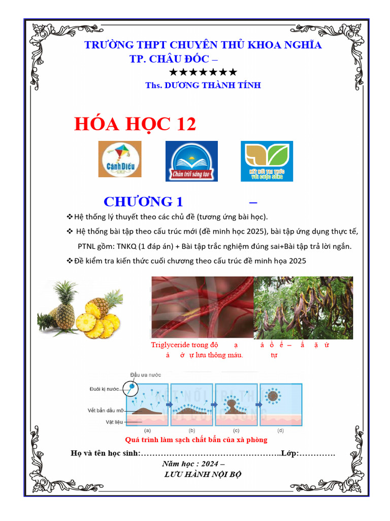 Hoa Hoc 12 Moi - Chuong 1 Ester - Lipid 2024-2025.Hs | PDF
