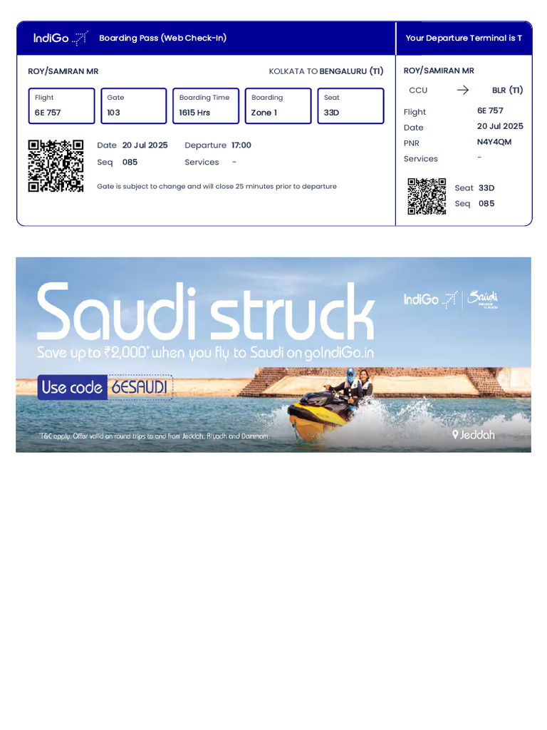 Samiran Roy Boarding Pass | PDF