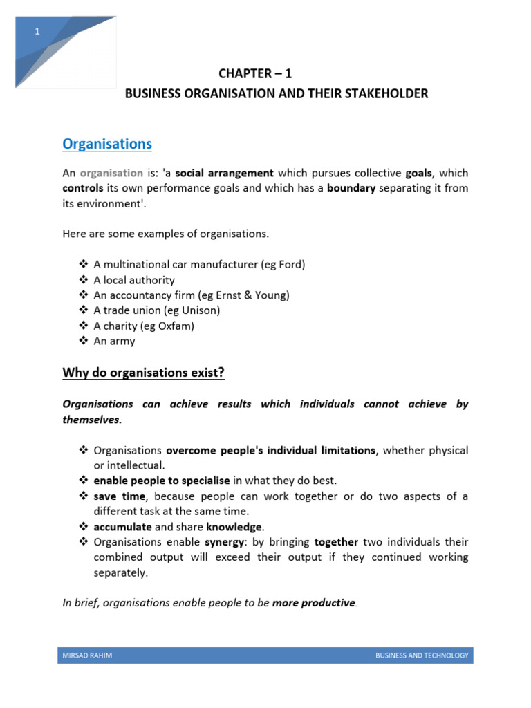 1 Bus Org and Its Stakeholders | PDF | Partnership | Stakeholder ...
