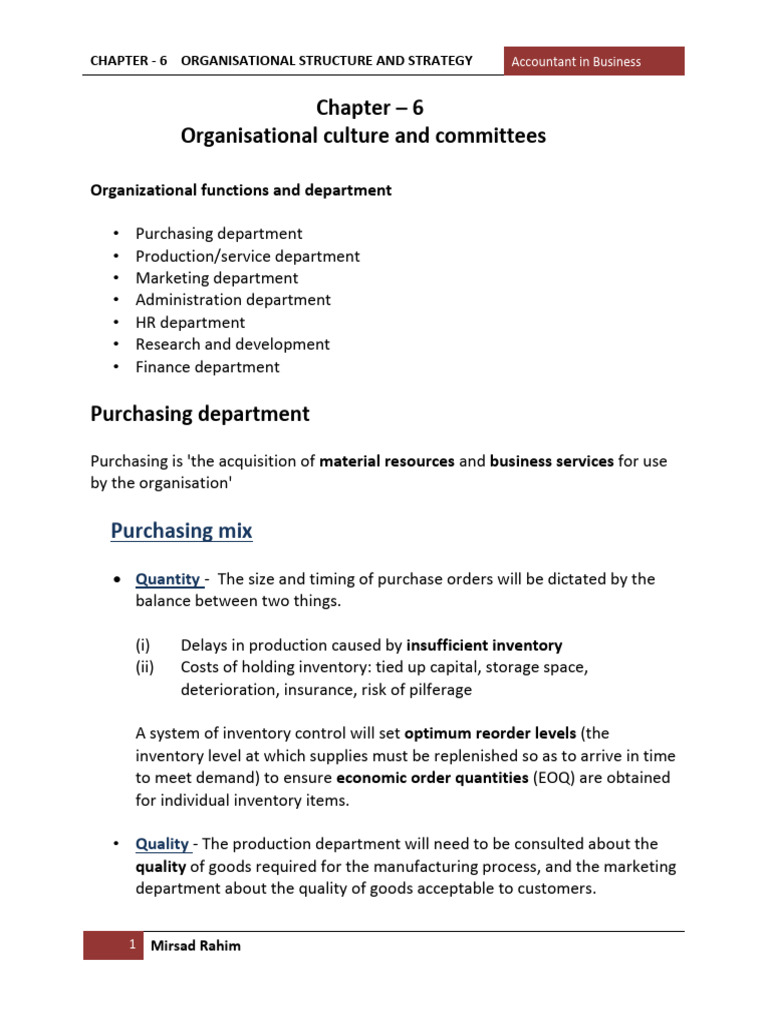 6 .Organisation Culture and Committees | PDF | Marketing | Inventory