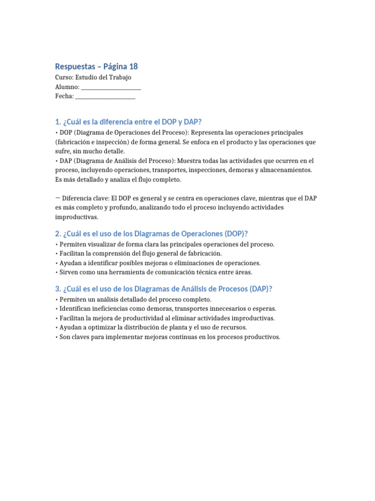 DOP vs DAP: Claves en Estudio del Trabajo | PDF