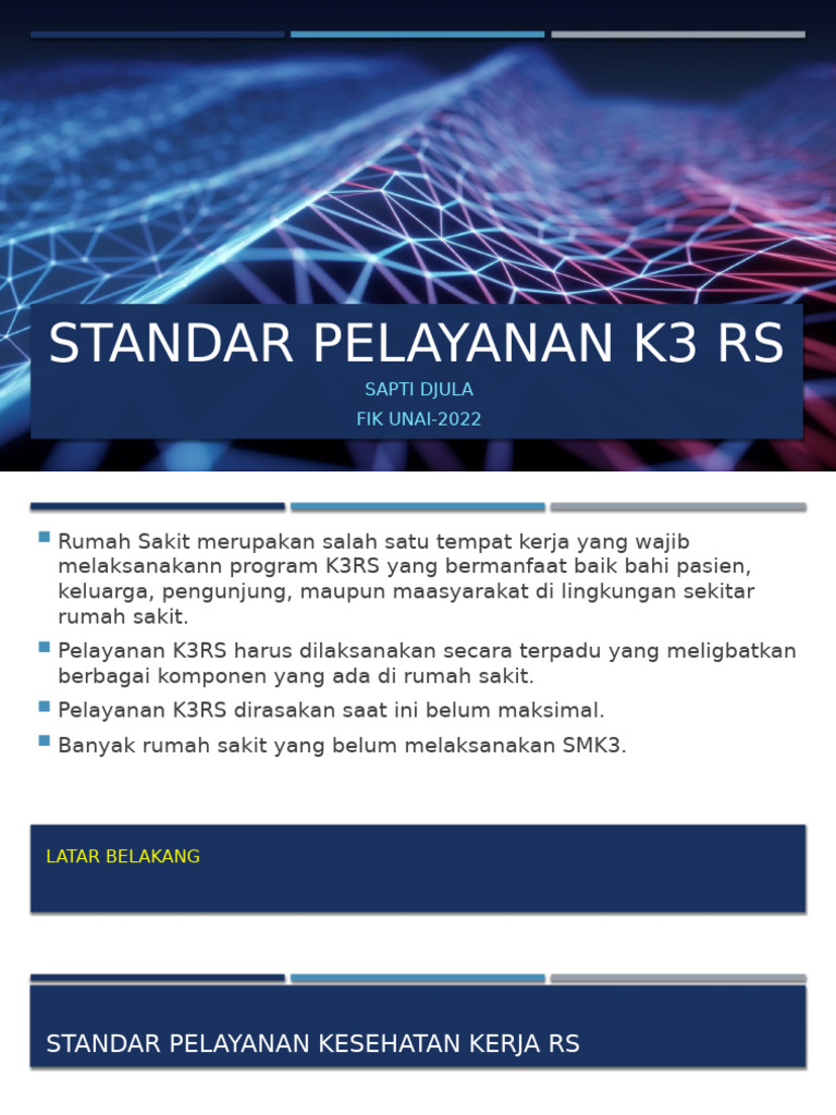 Standar Pelayanan K3 di Rumah Sakit | PDF