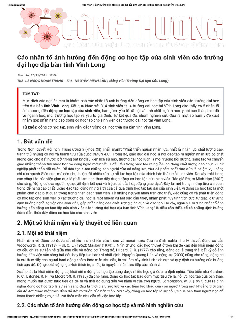 Các Nhân T NHH NG N NGC H CT PC A Sinh Viên Các TR NG Ih C Abànt NHV NH Long | PDF