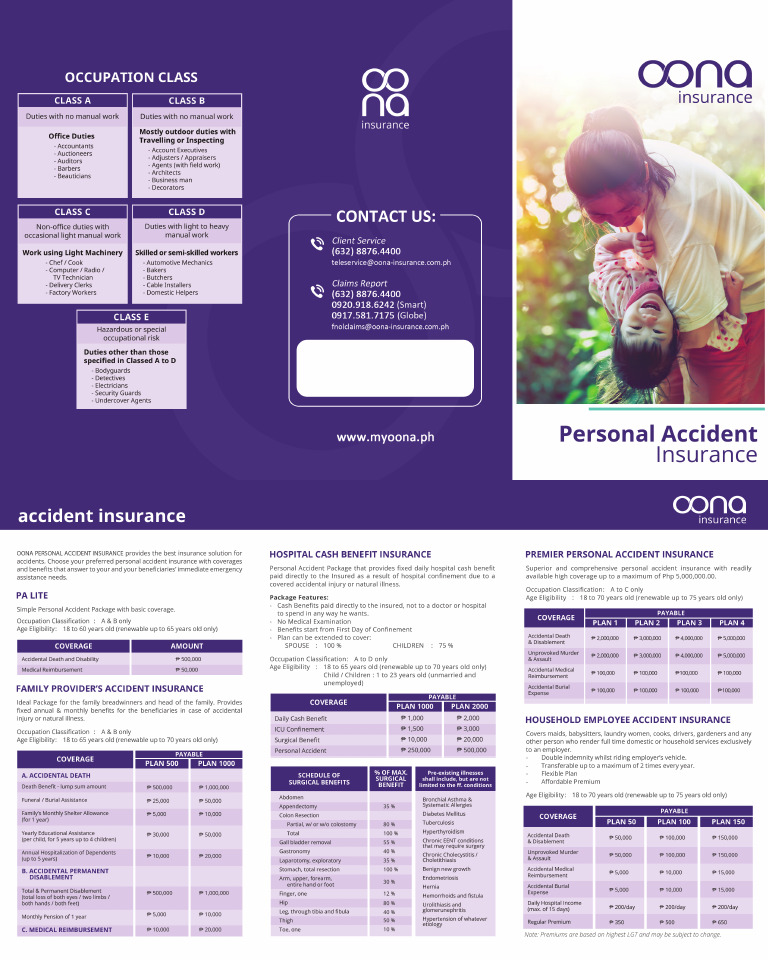 Oona Personal Accident Insurance - Ebrochure | PDF