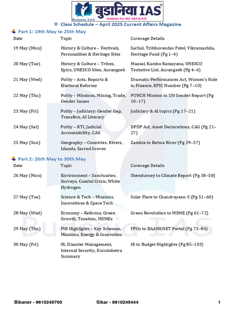 Class Schedule | PDF