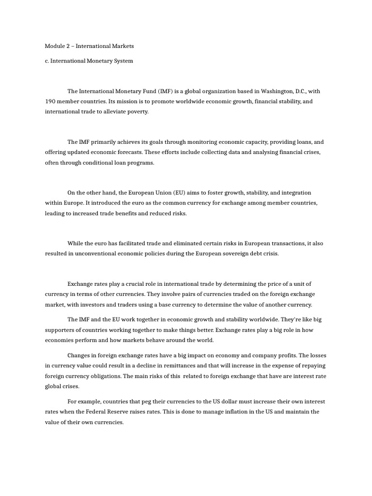International Business and Trade Module 2 - The International Monetary System | PDF