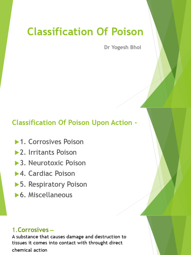 Types and Classification of Poisons | PDF | Acid | Poison
