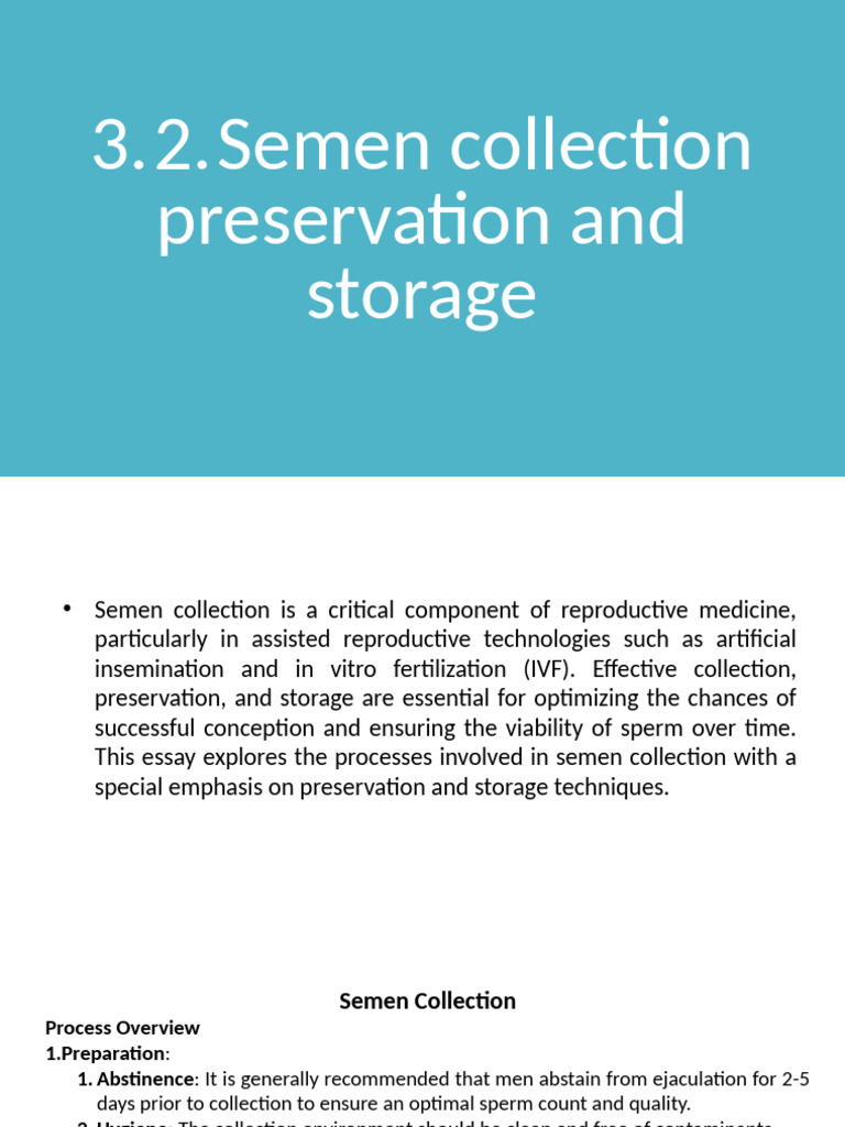 Semen Collection and Preservation Techniques | PDF | Surrogacy | In ...