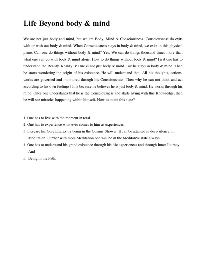 Life Beyond Body & Mind | PDF | Meditation | Consciousness