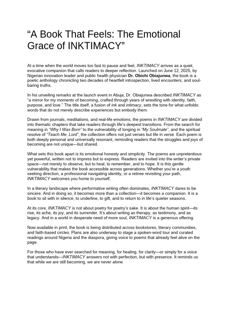 A Book That Feels The Emotional Grace of INKTIMACY | PDF