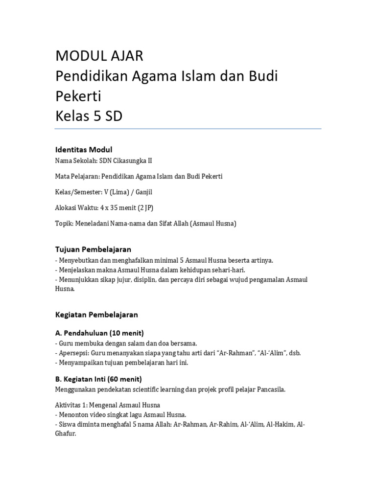 Modul Ajar Agama | PDF