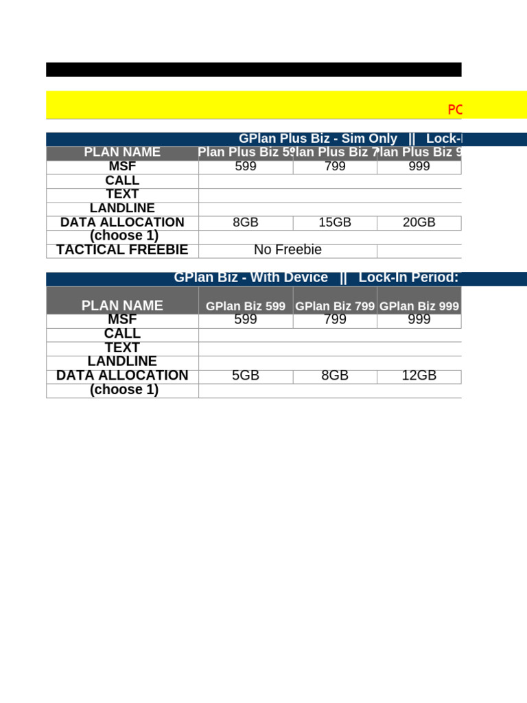 GPlan Plus Biz Mobile Plans Overview | PDF | Tablet Computer | I Phone