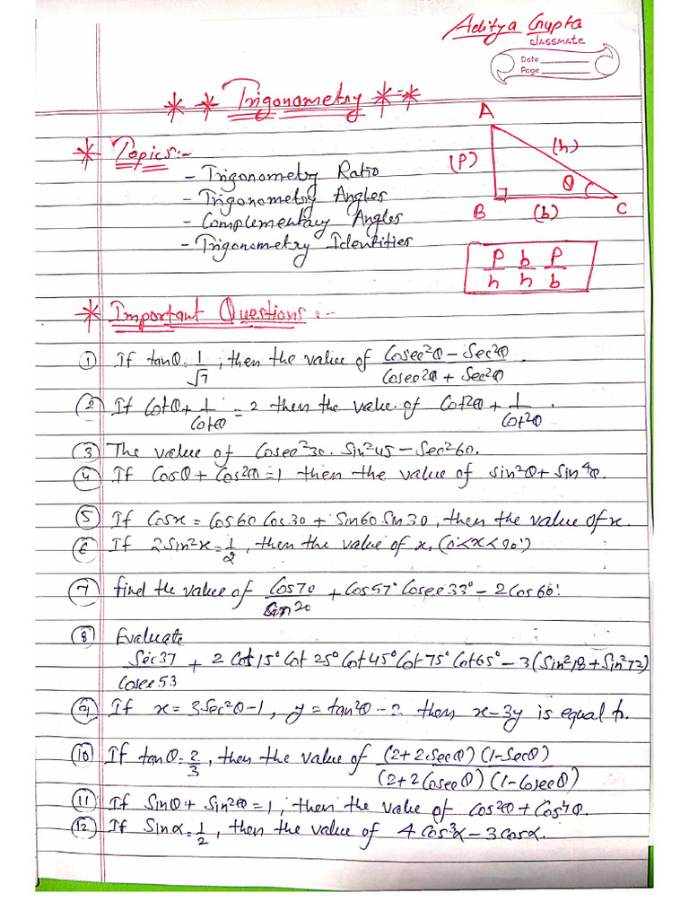 Maths Trignometry 30 | PDF