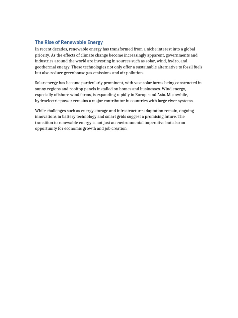 The Rise of Renewable Energy | PDF