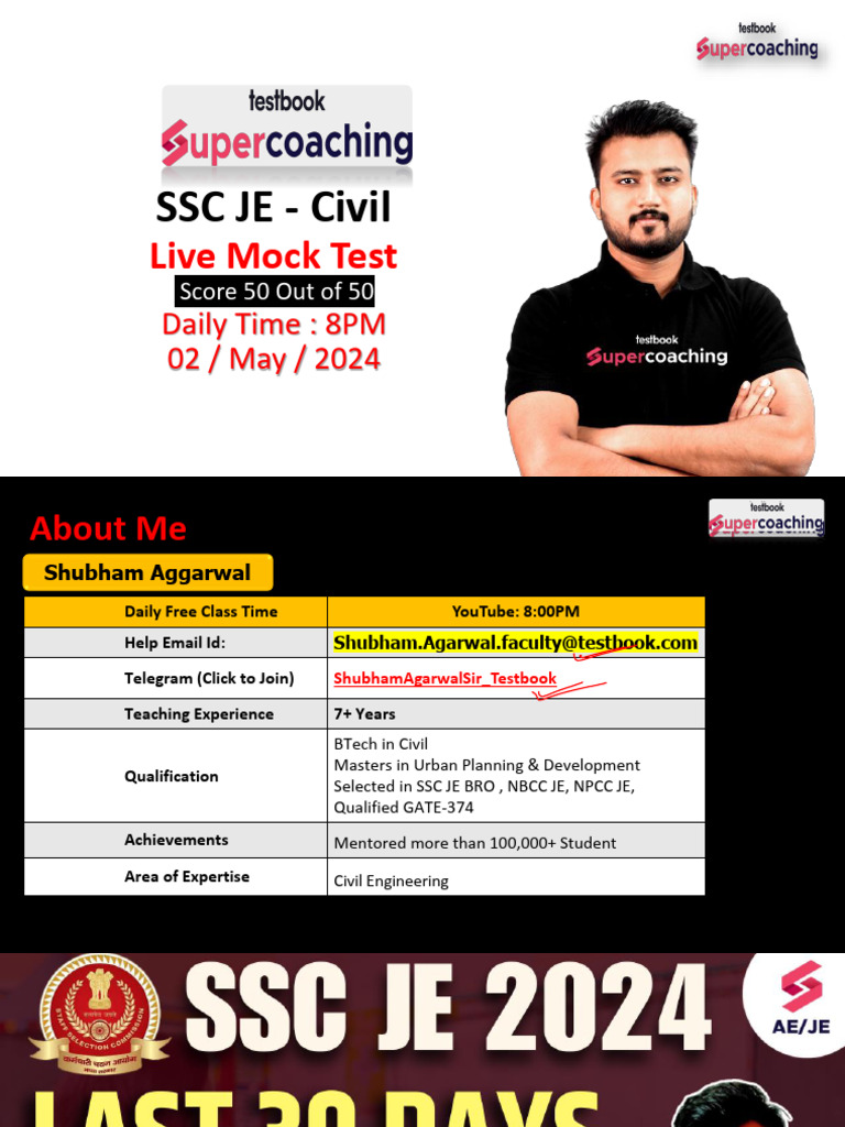 SSC JE Live Mock Test Set-5 50 Questions | PDF